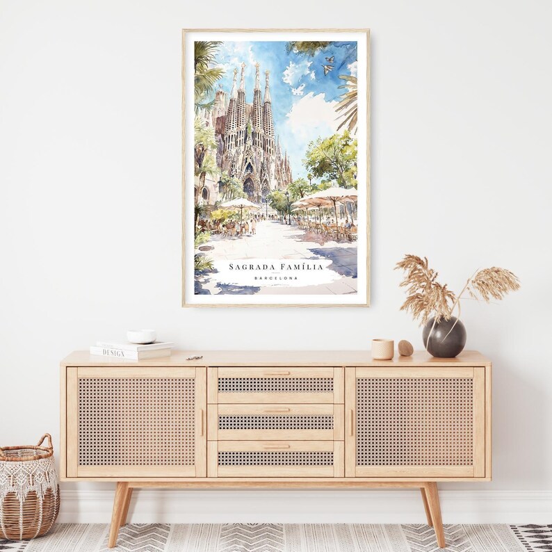 Sagrada Familia Barcelona Watercolor Art Print - Barcelona Wall Art ...