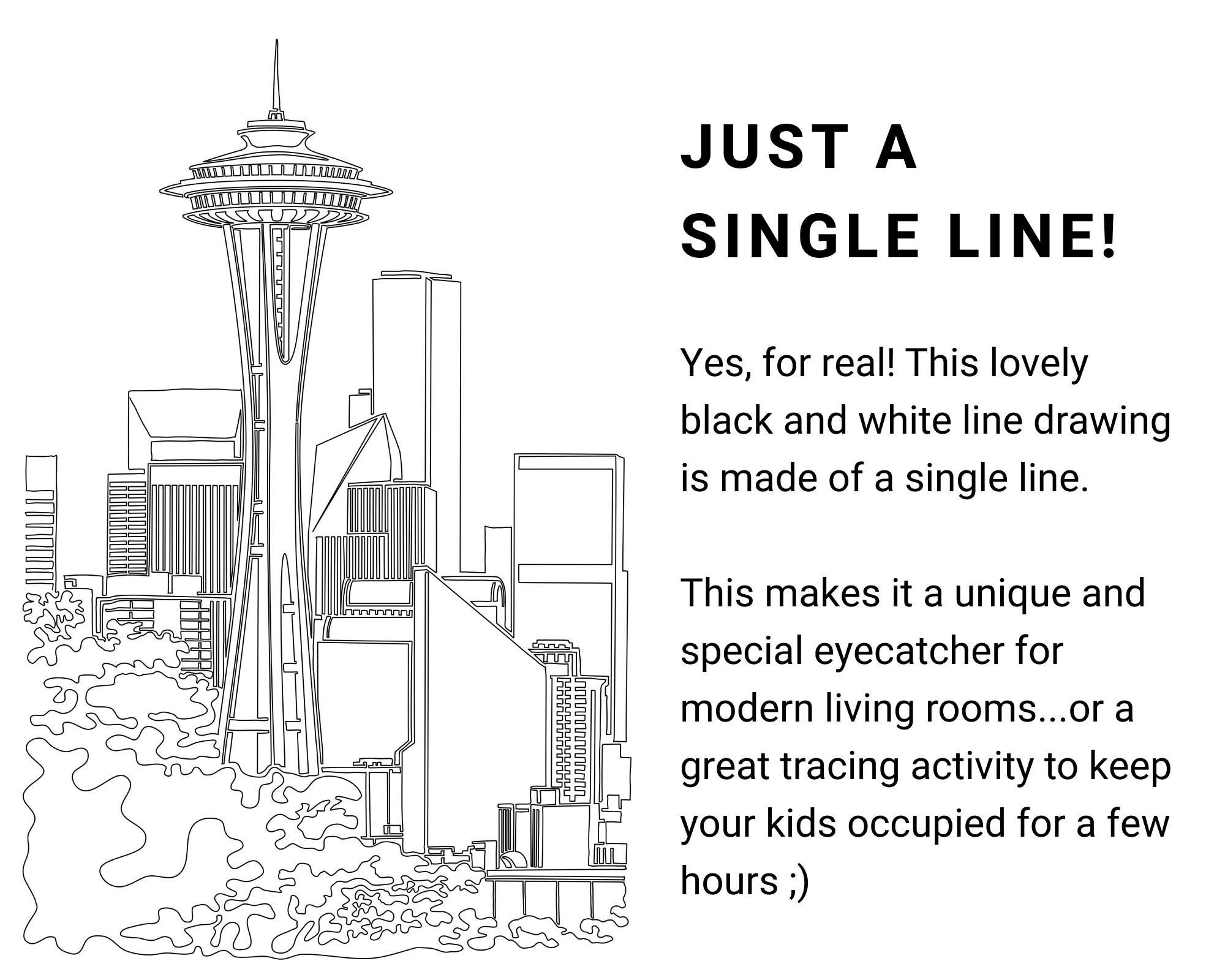 Seattle Canvas Art Print Seattle Skyline One Line Drawing | Etsy