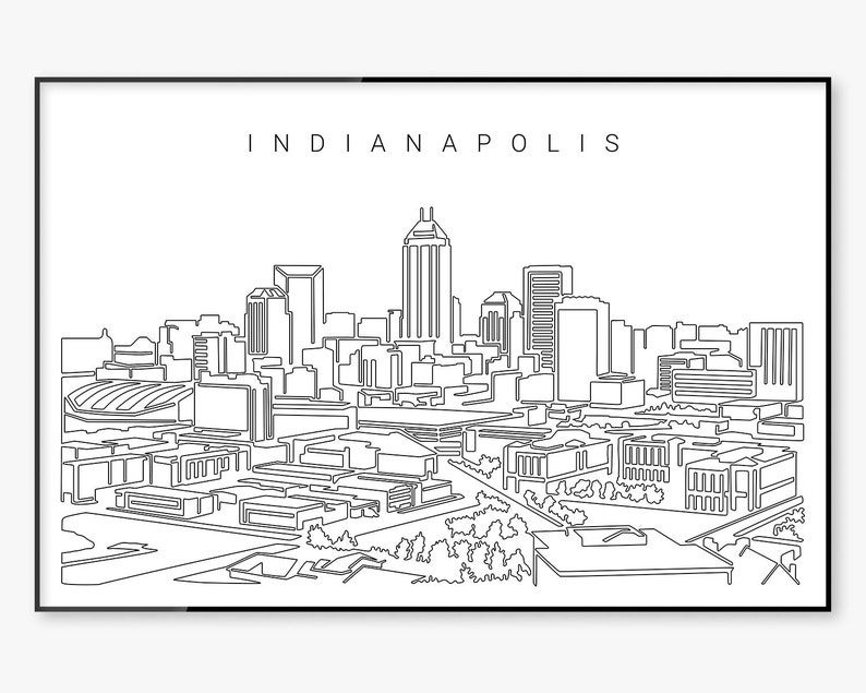 Indianapolis Skyline Art Print Indianapolis Poster With | Etsy