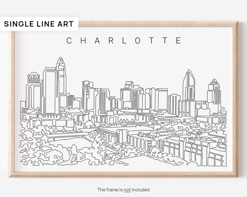 Charlotte NC Skyline One Line Drawing Wall Art Charlotte NC - Etsy