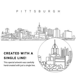 Pittsburgh Printable Wall Art - Pittsburgh Cityscape Single Line Art ...