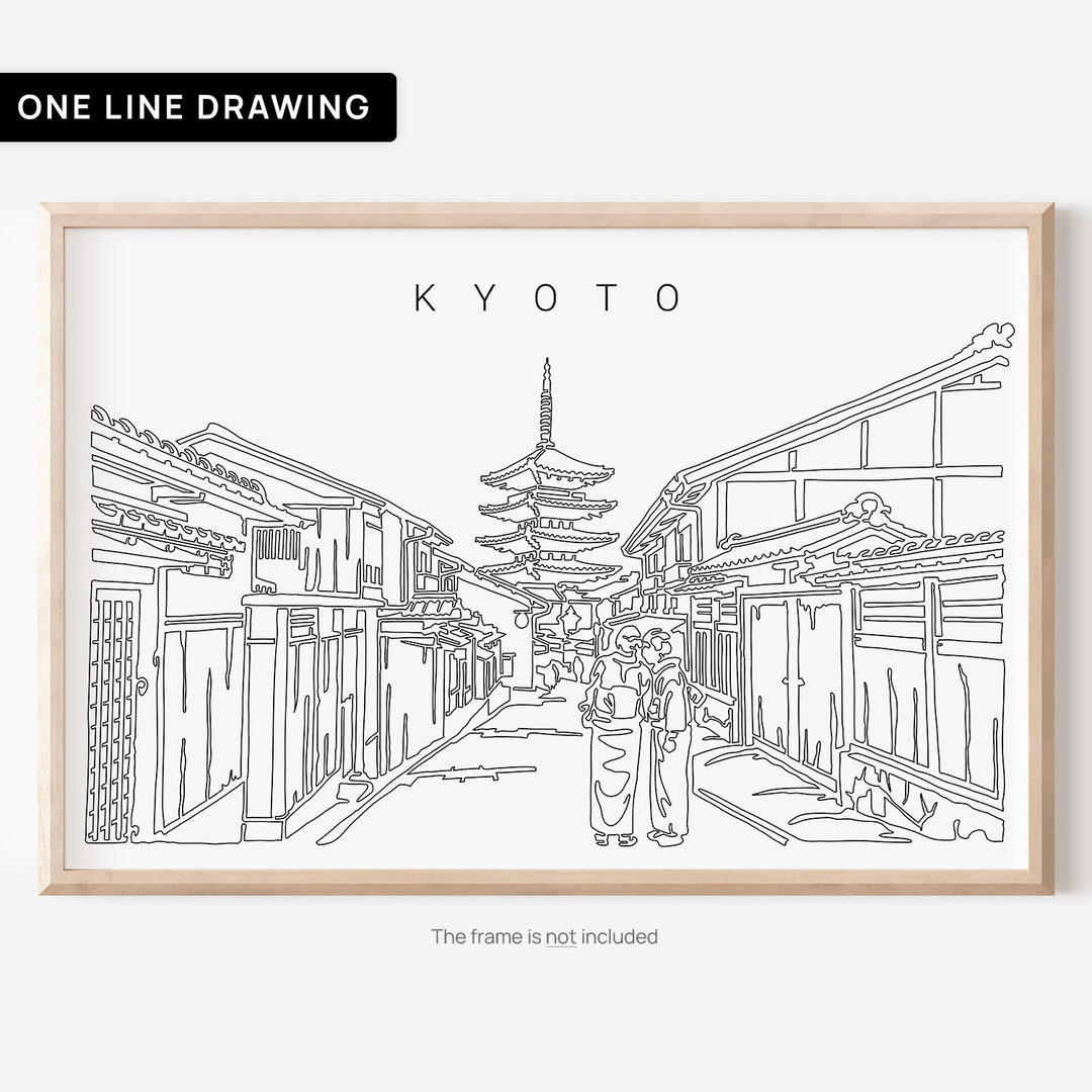 Kyoto Art Print With Famous Pagoda One Line Drawing Kyoto Poster Wall ...
