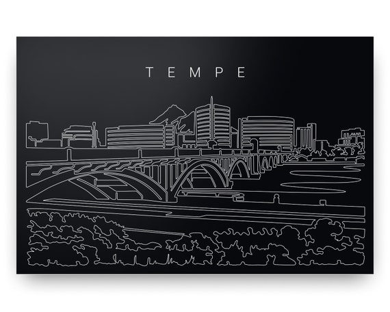 Tempe Skyline Art Print Tempe AZ Wall Art With the Mill - Etsy