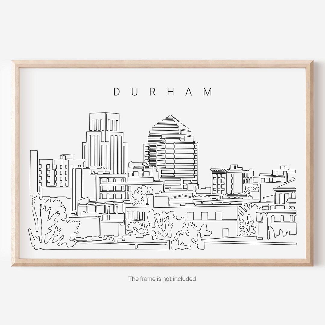 Durham NC Skyline Wall Art - Durham NC Art Print - Durham NC Poster ...