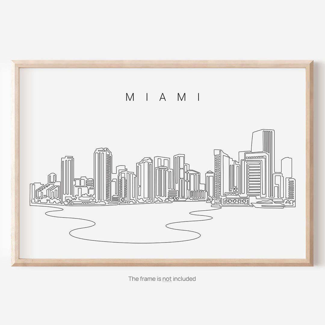 Miami Skyline Wall Art - Miami Florida Art Print - Miami Poster With ...