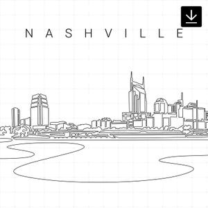 Nashville Printable Wall Art - Nashville TN Cityscape Single Line Art ...
