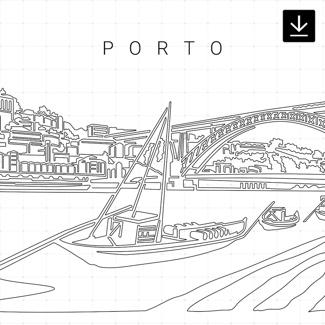 Portugal Printable Wall Art - Porto Bridge Single Line Art - Digital ...
