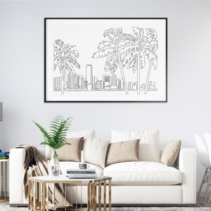 Miami Florida Poster Miami Art Print With Skyline as Single Line Art ...