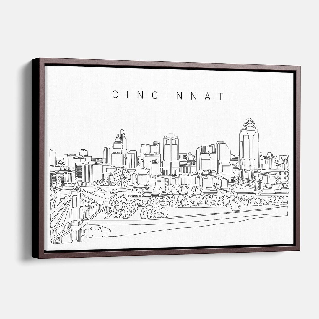 Cincinnati Canvas Print Cincinnati Wall Art With Continuous Line Art of ...
