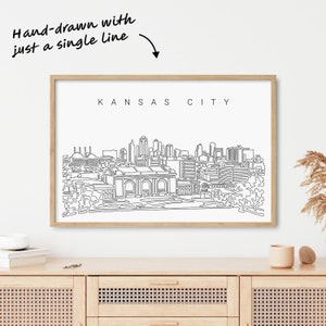 Kansas City Art Print - Kansas City Poster With Skyline One Line ...