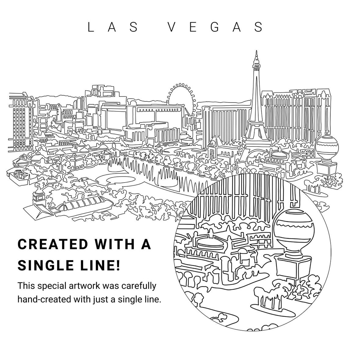 Las Vegas Printable Wall Art - Las Vegas Skyline Single Line Art ...