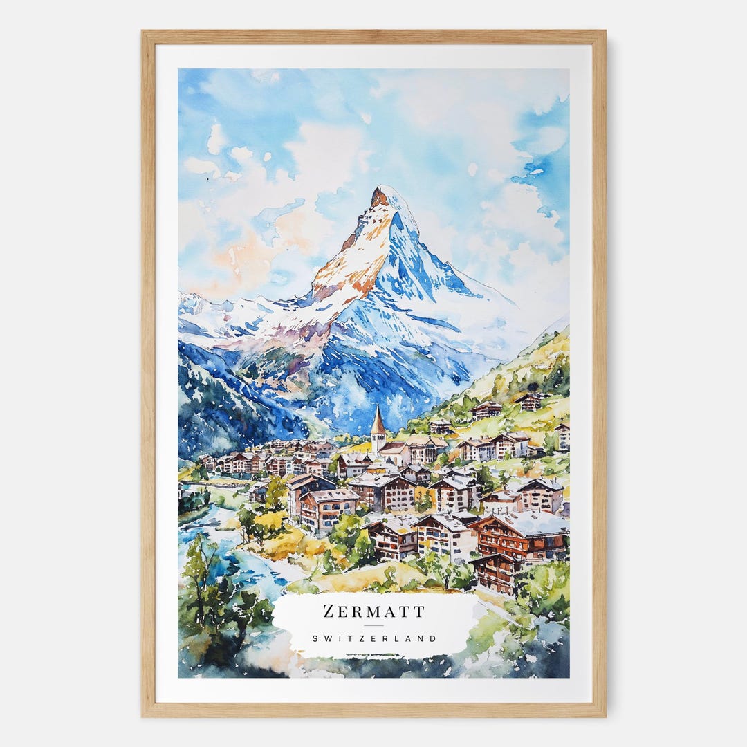 Zermatt Art Print With Matterhorn - Switzerland Wall Art - Switzerland ...