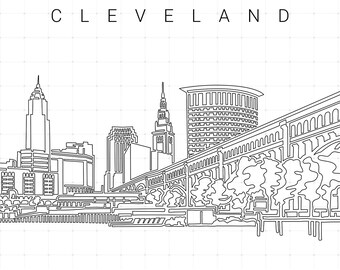 Cleveland Skyline Svg Dxf Eps Jpg Png. City Silhouette - Etsy