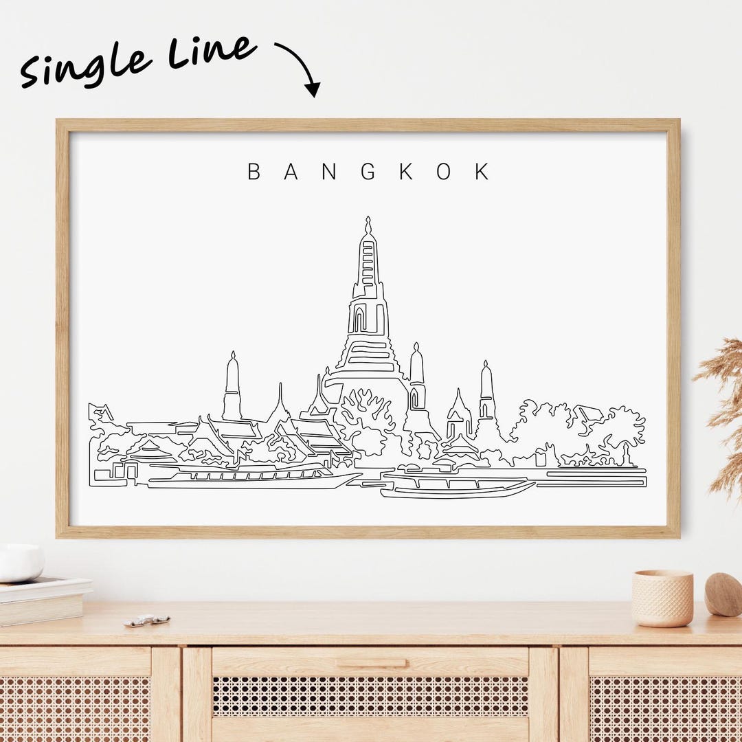 Framed Bangkok Art Print - Bangkok Wall Art With Wat Arun Temple ...