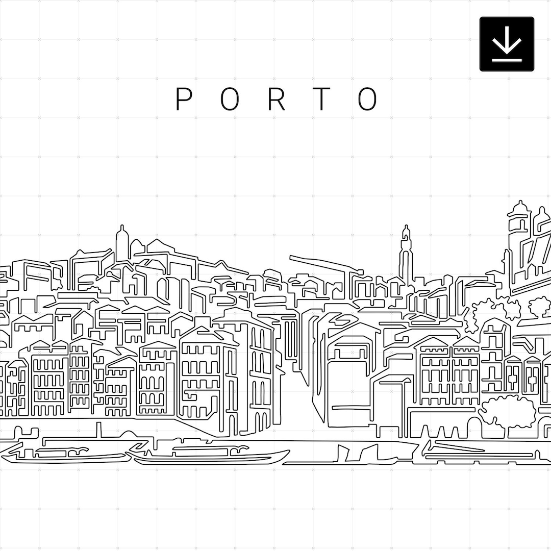 Porto Printable Wall Art - Porto Skyline Single Line Art - Digital ...