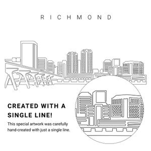 Richmond Printable Wall Art - Richmond Skyline Single Line Art ...