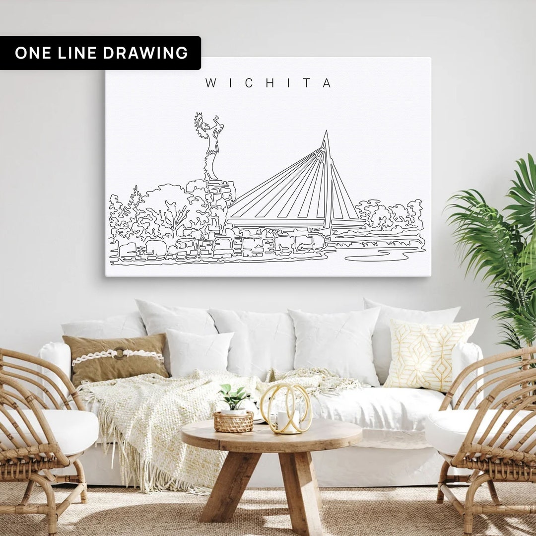 Wichita Kansas Skyline Canvas Art Print Wichita Canvas Wall Art With ...