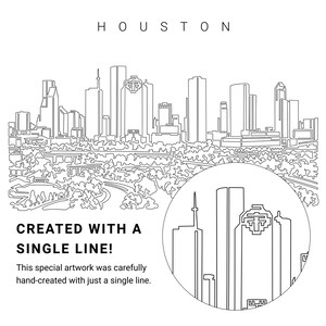 Houston Printable Wall Art - Houston TX Cityscape Single Line Art ...
