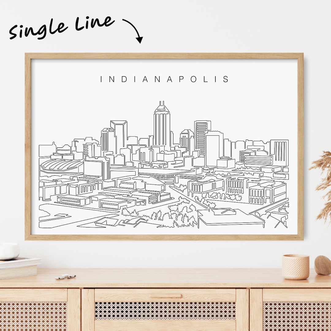 Framed Indianapolis Skyline Art Print - Indianapolis Wall Art With ...