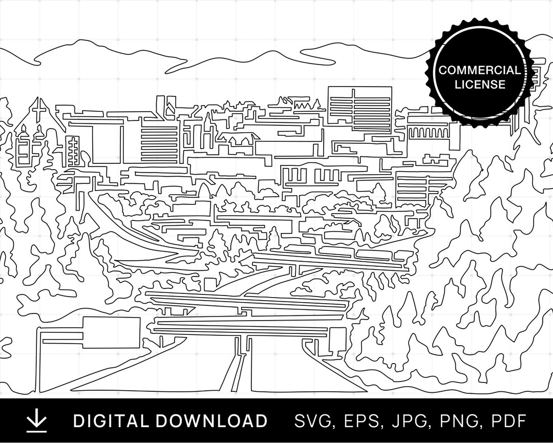 Spokane Skyline SVG Printable Wall Art With the Spokane - Etsy