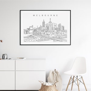 Melbourne Art Print With the City Skyline as One Line Drawing ...