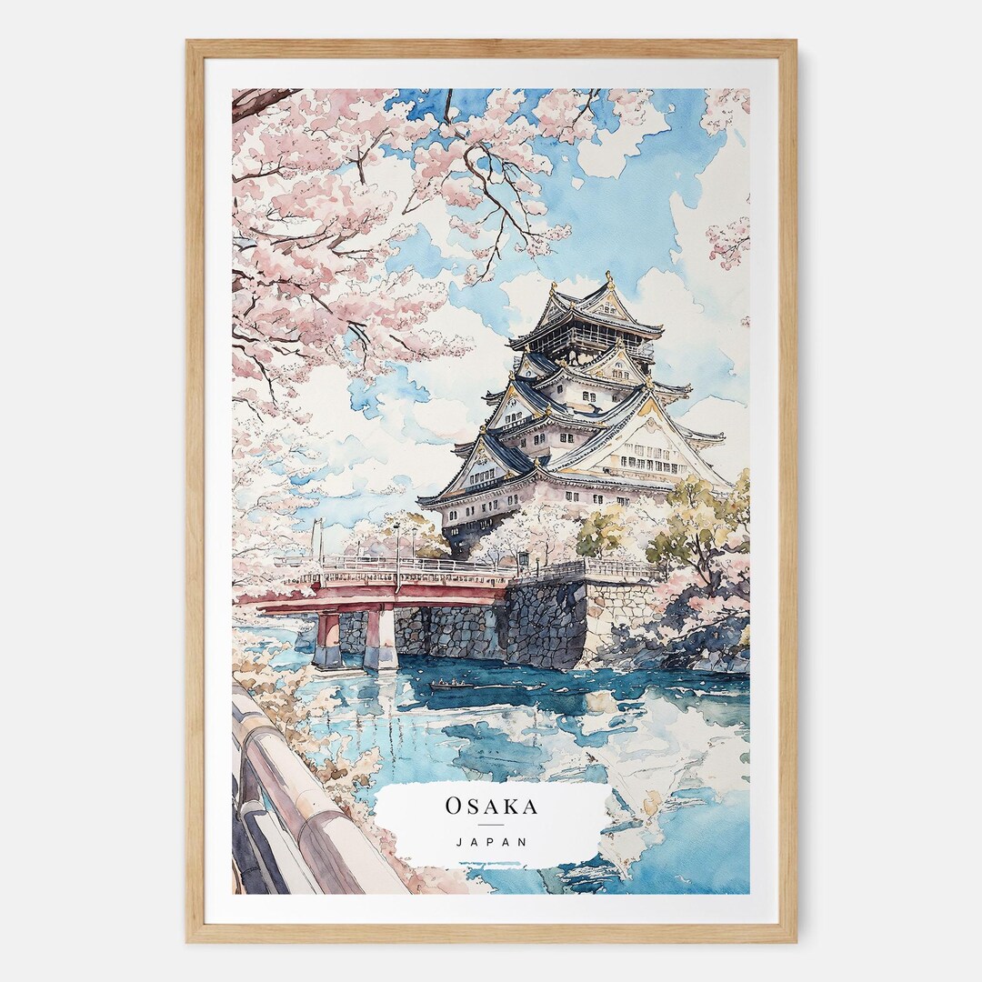 Osaka Castle Watercolor Art Print - Osaka Japan Travel Wall Art - Japan ...