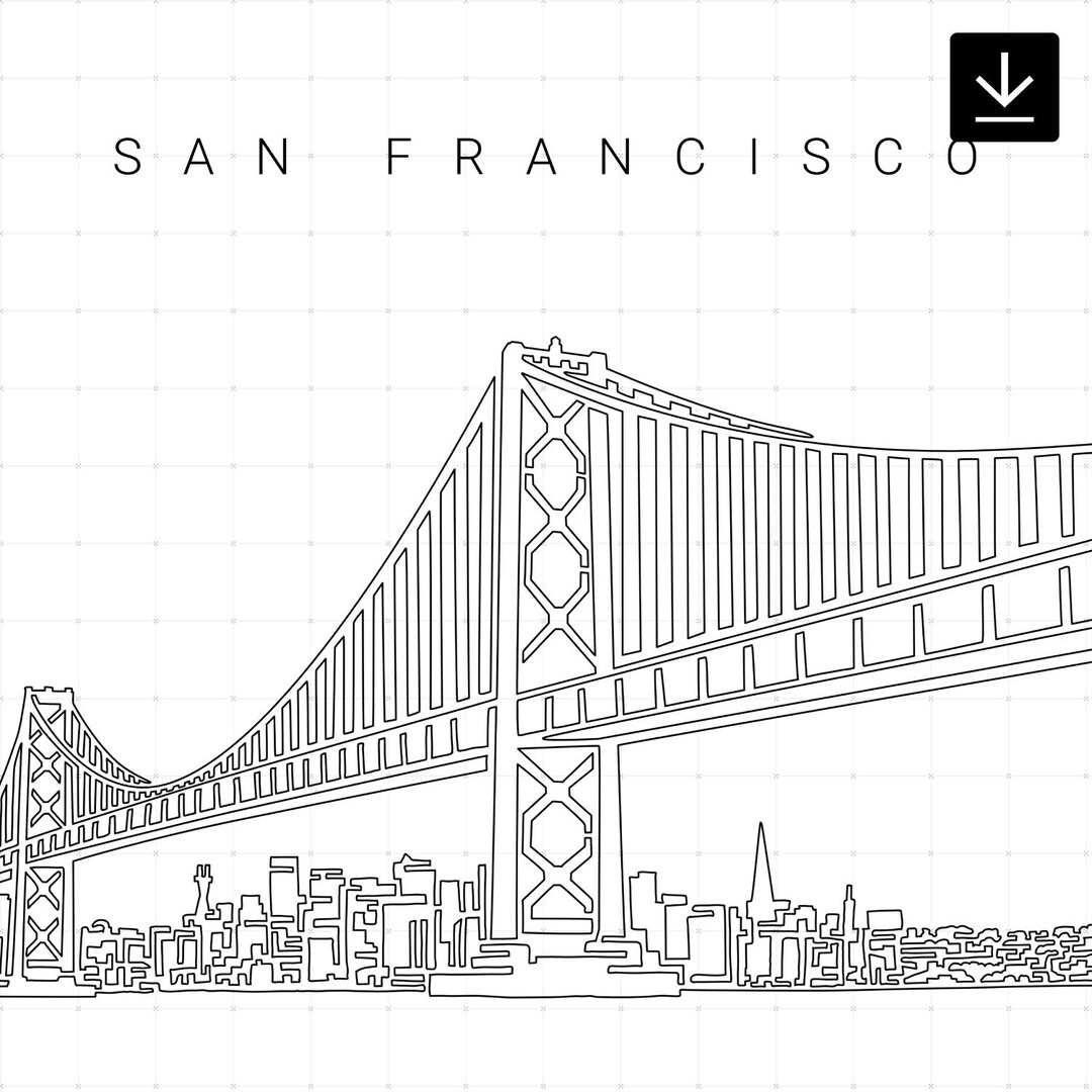San Francisco Printable Wall Art - SF Oakland Bay Bridge Single Line ...