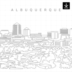 Albuquerque Printable Wall Art - Albuquerque Skyline Single Line Art ...