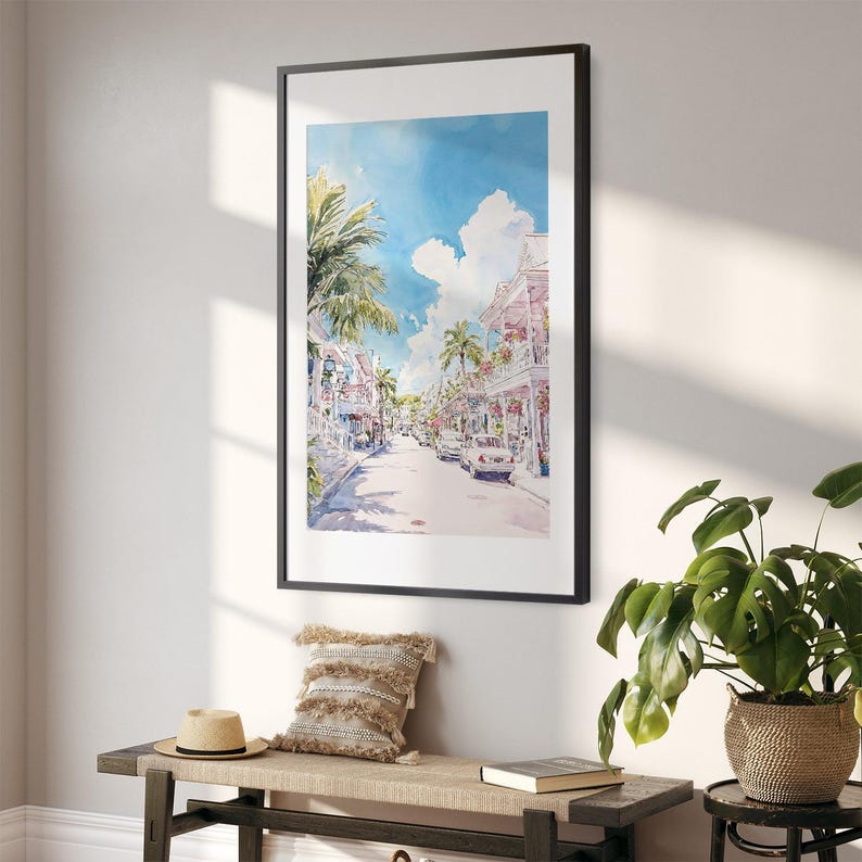 Key West Wall Art: Tropical Street Scene Digital Download for Home ...