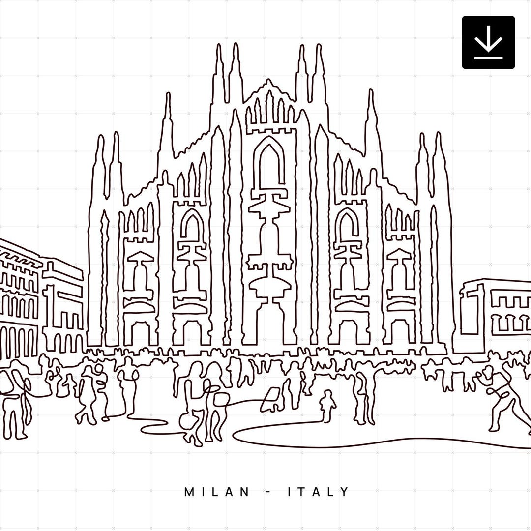 Milan Italy Printable Wall Art - Milan Cathedral Single Line Art ...
