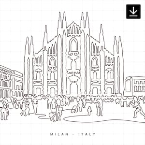 Milan Italy Printable Wall Art - Milan Cathedral Single Line Art ...