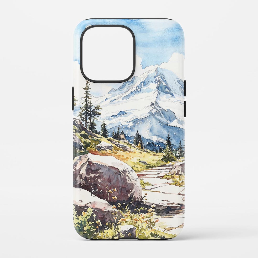 Mount Rainier Phone Case With Watercolor Art, Mountain Art Phone Cover ...