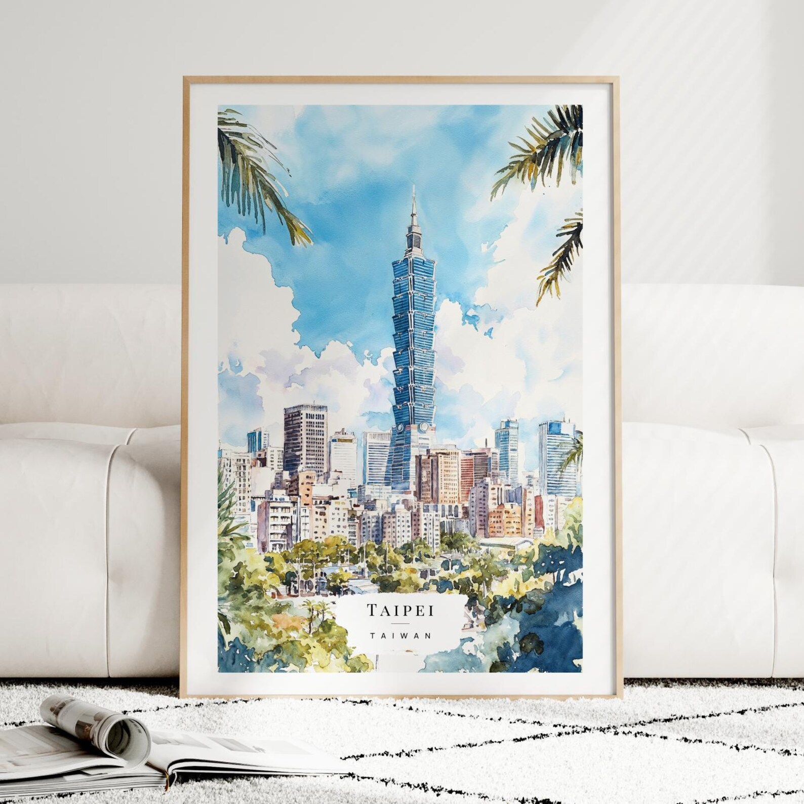 Taipei Watercolor Art Print - Taipei 101 Landmark Art - Taiwan Wall Art ...