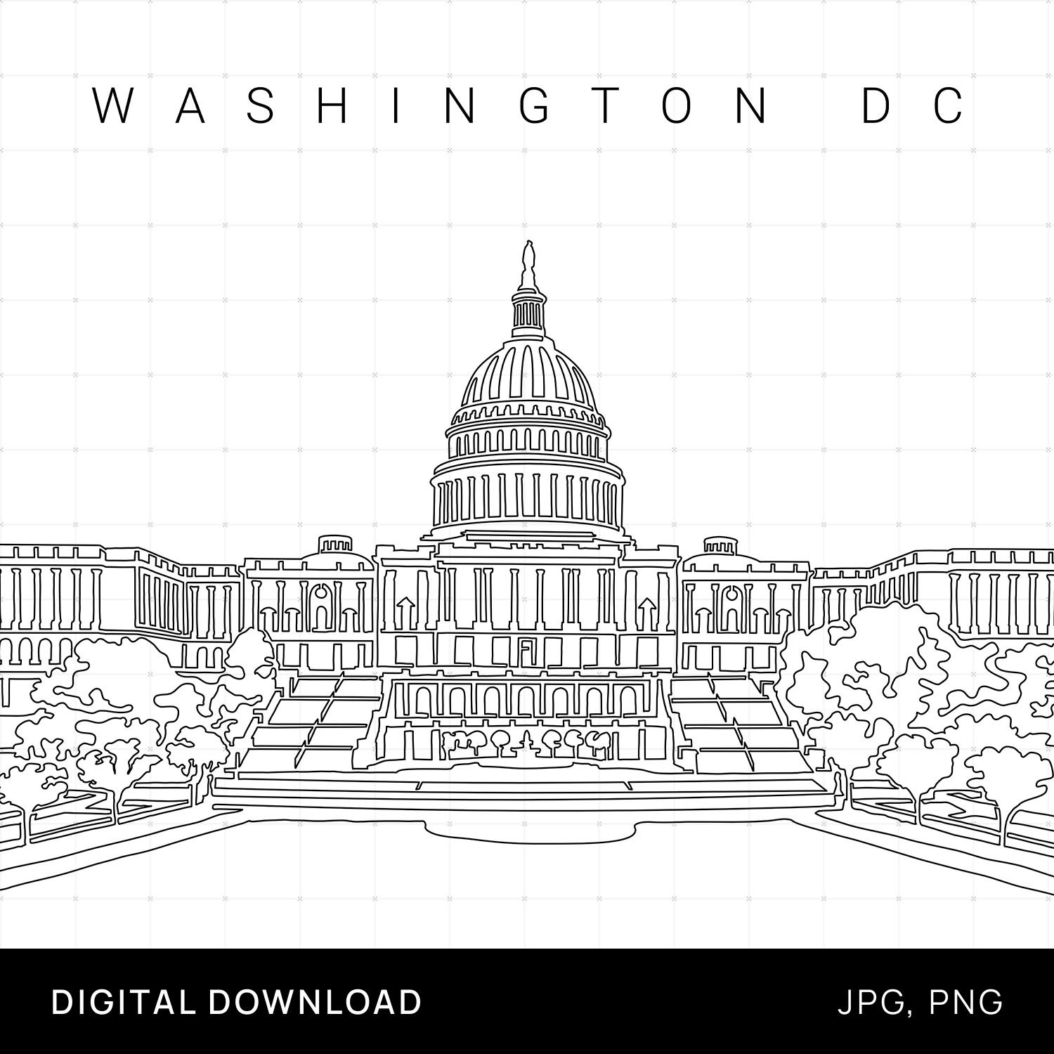 Capitol Building Line Drawing