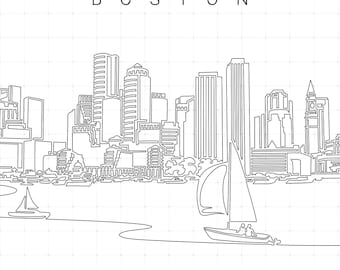 Boston Massachusetts PDF Instant Download Pencil Sketch - Etsy