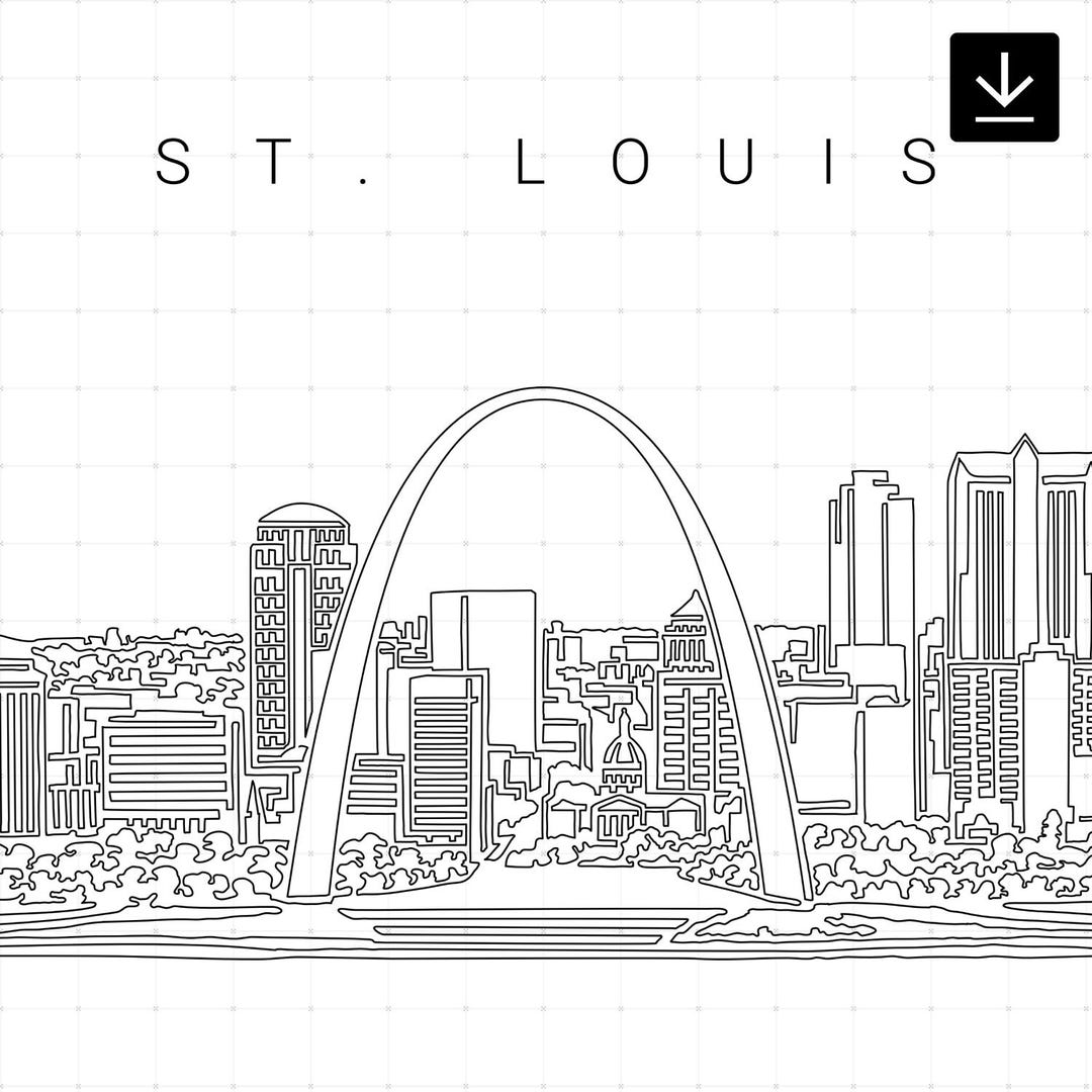 St. Louis Printable Wall Art - St. Louis Skyline Single Line Art ...