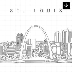 St. Louis Printable Wall Art - St. Louis Skyline Single Line Art ...