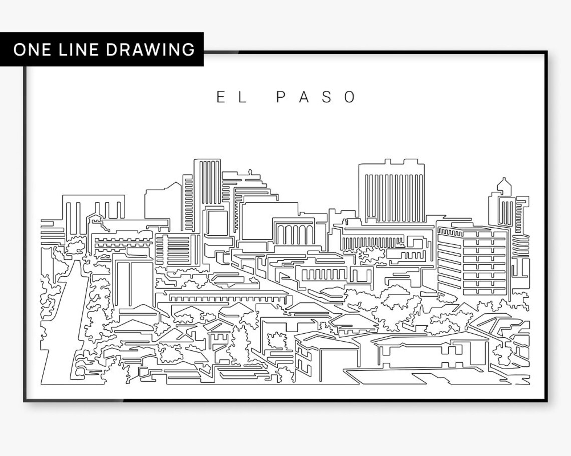 El Paso Skyline Art Print Texas Poster With El Paso City One - Etsy