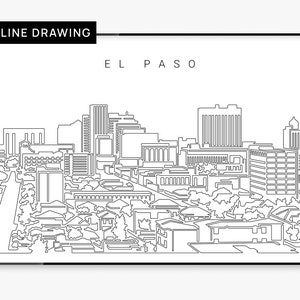 El Paso Skyline Art Print Texas Poster With El Paso City One - Etsy