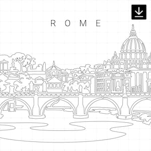 Rome Italy Printable Wall Art - Rome Vatican Single Line Art - Digital ...