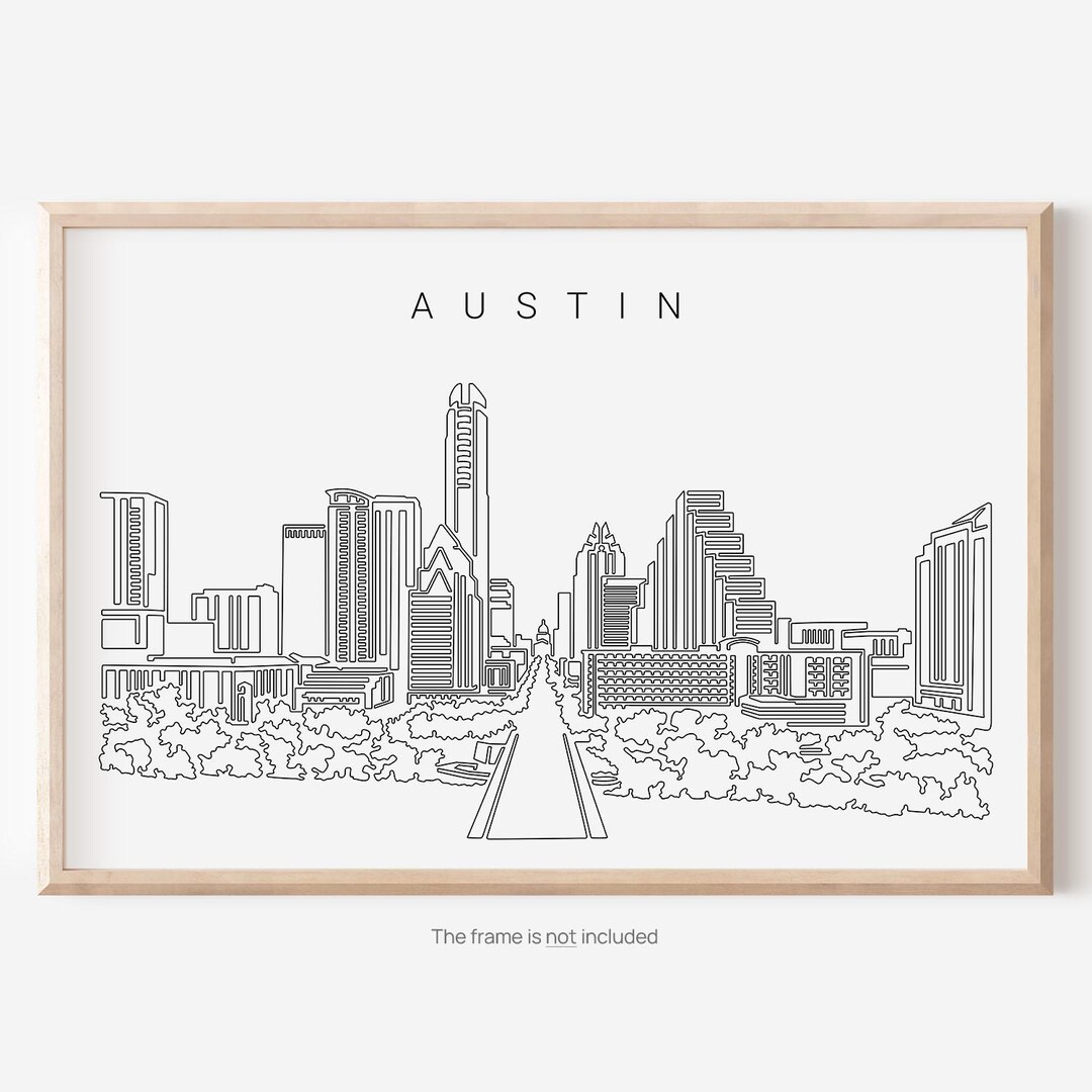 Austin Print - Austin Texas Wall Art With Skyline as Single Line Art ...