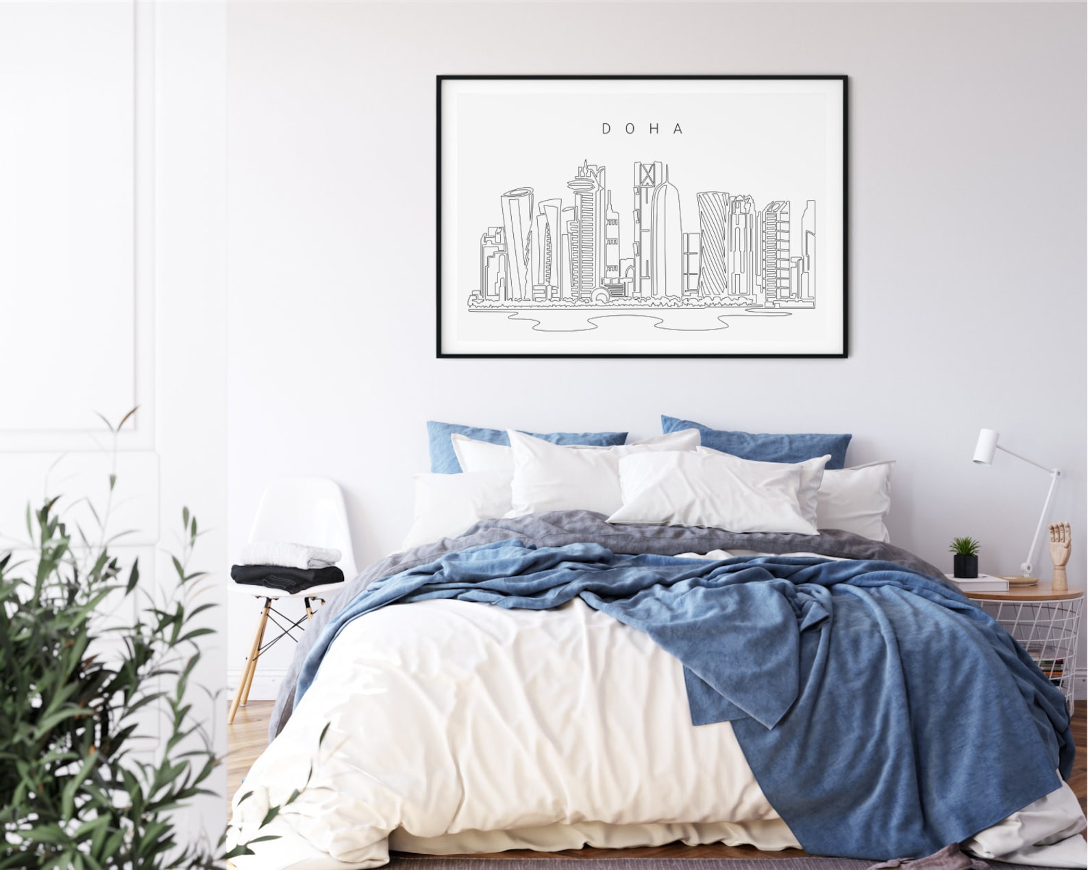 Doha Skyline Art Print qatar Wall Art With Doha Cityscape as | Etsy