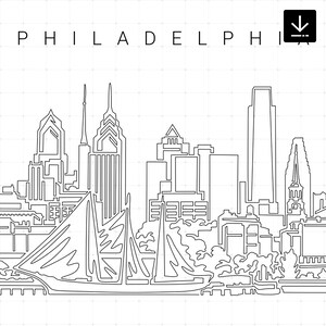 Philadelphia Printable Wall Art - Philadelphia Skyline as Single Line ...