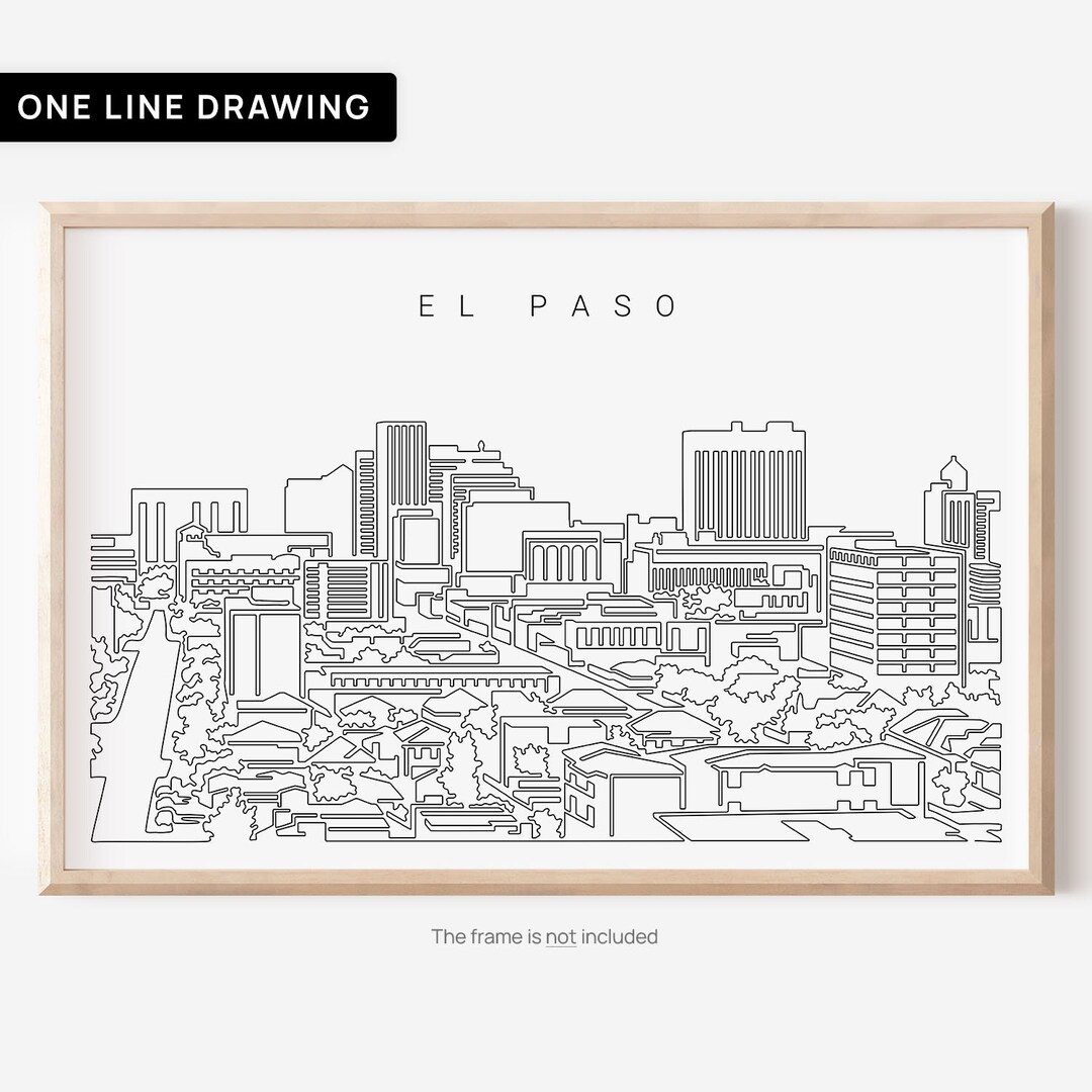 El Paso Skyline Art Print Texas Poster With El Paso City One Line ...