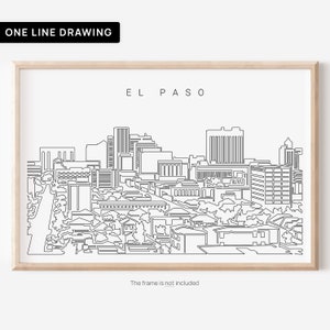 El Paso Skyline Art Print Texas Poster With El Paso City One Line ...