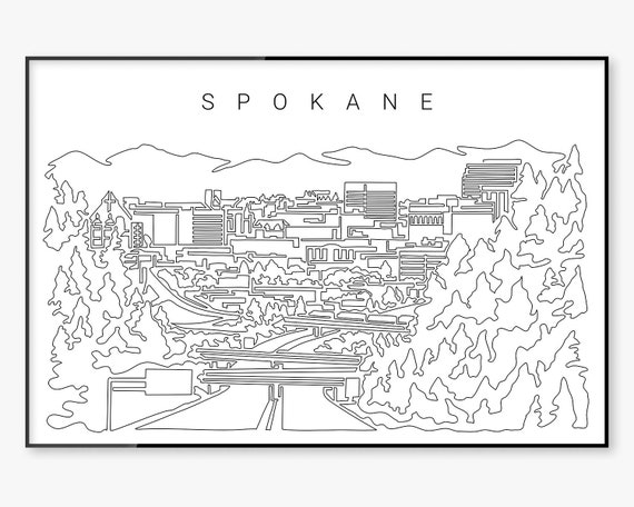 Spokane Wall Art Spokane Skyline Art Print Spokane WA One - Etsy