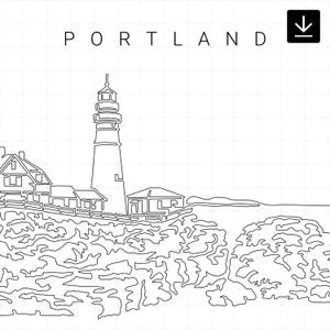 Portland Maine Printable Wall Art - Portland ME Single Line Art ...