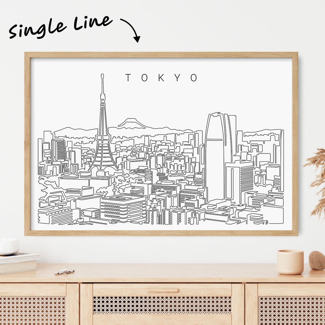 Framed Tokyo Japan Wall Art - Tokyo Art Print With City Skyline as ...