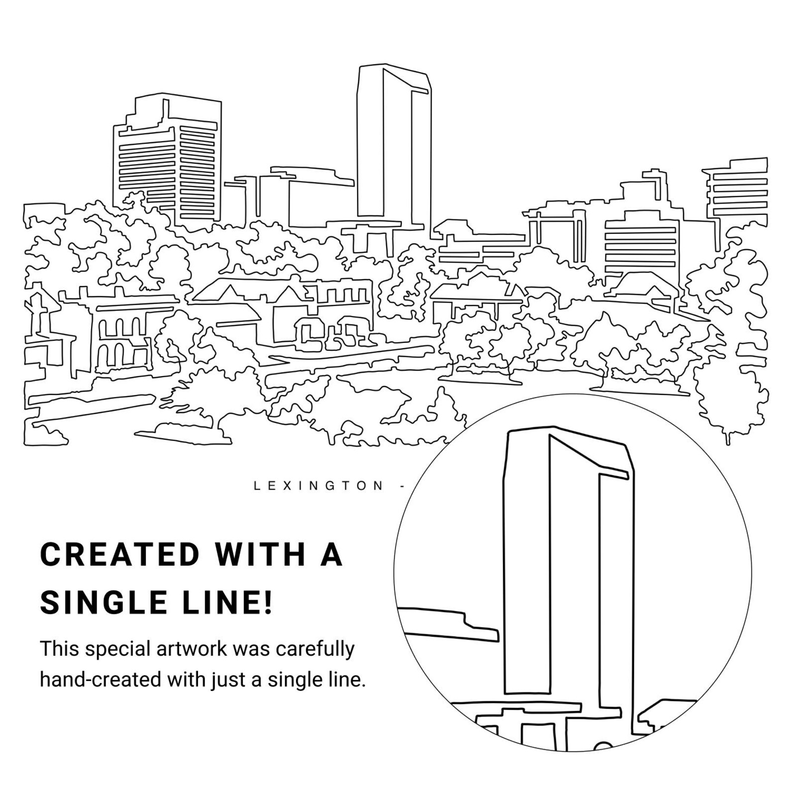 Lexington Printable Wall Art - Lexington Skyline Single Line Art ...