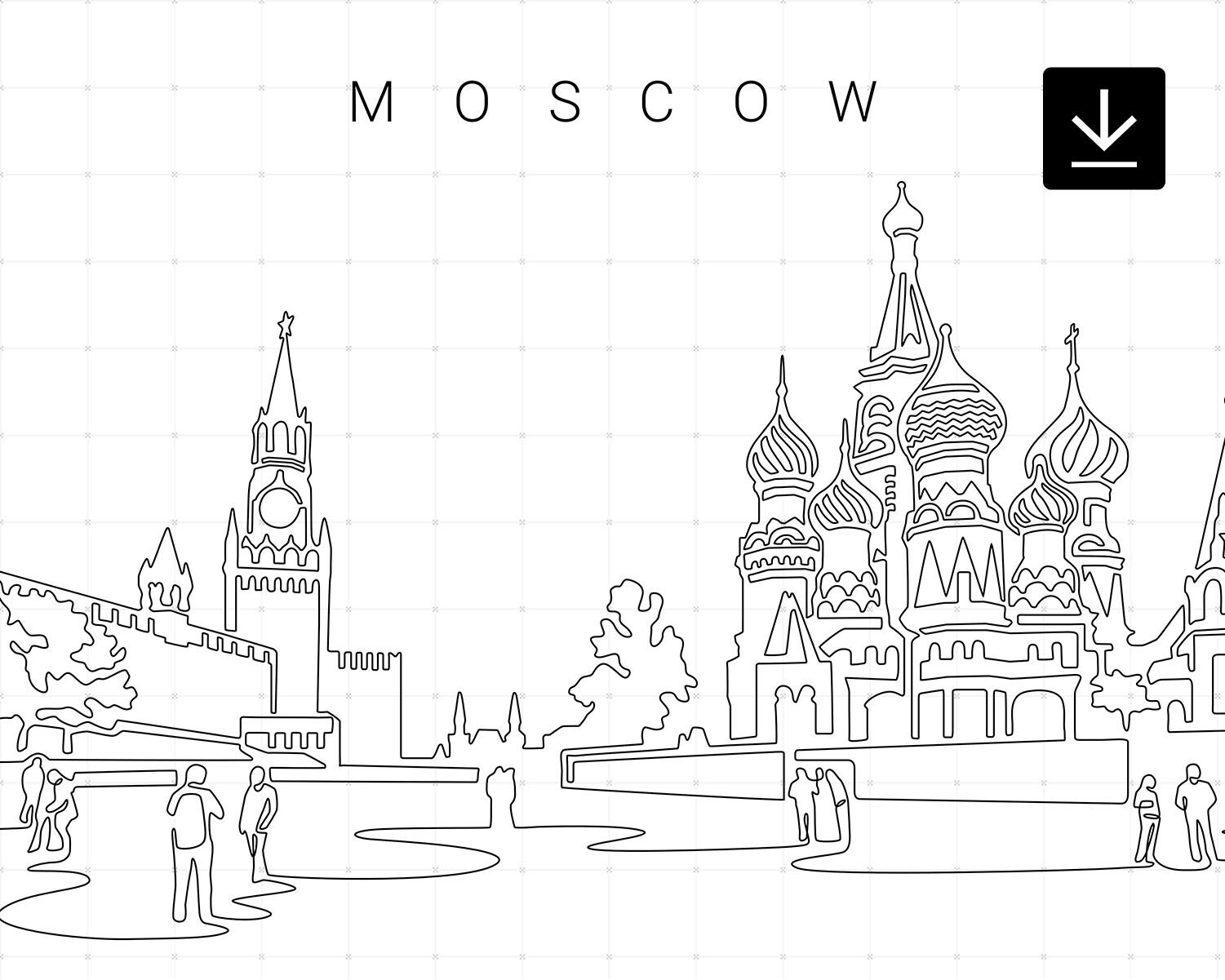 Moscow Russia Printable Wall Art Moscow Skyline Digital Art - Etsy UK